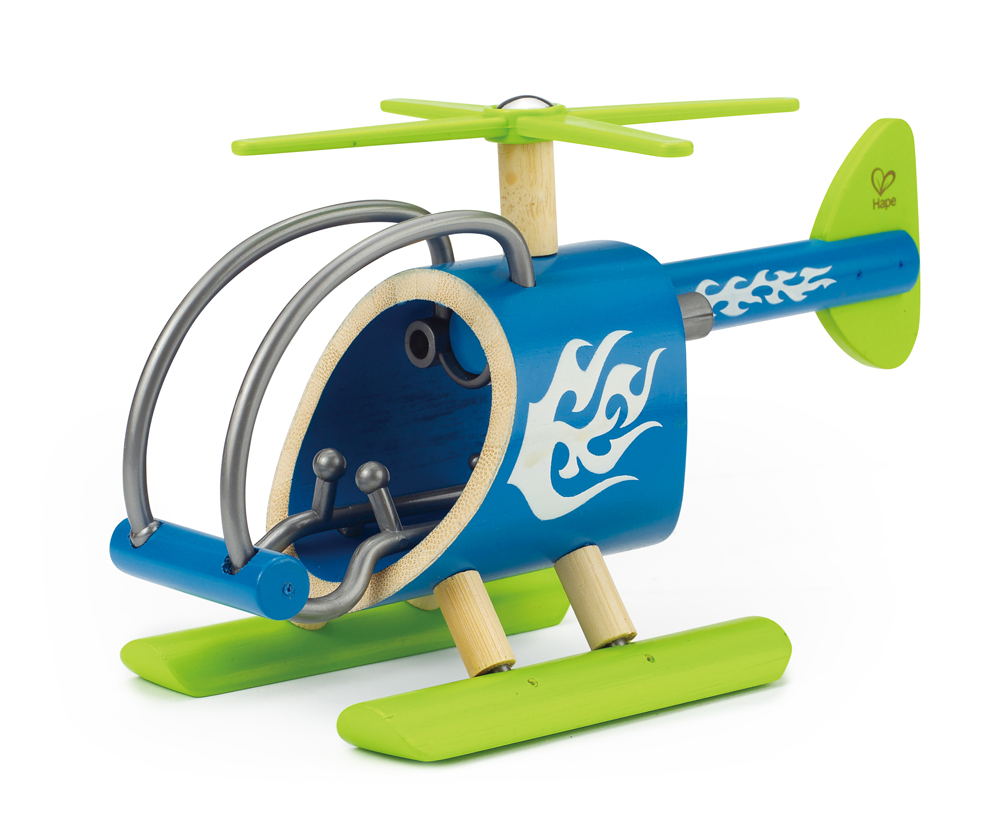 Eco friendly helicopter toy is made from bamboo.