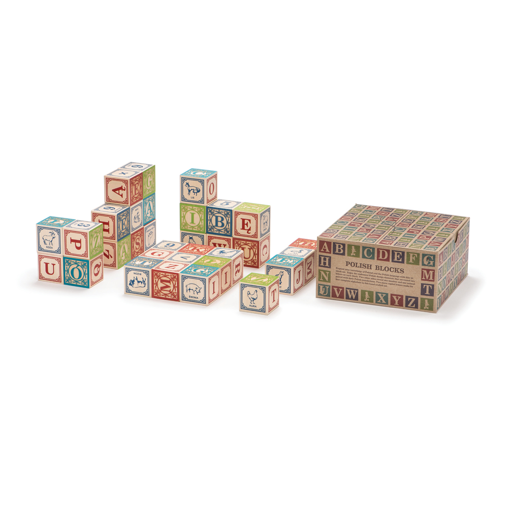Eco friendly wooden Polish alphabet blocks