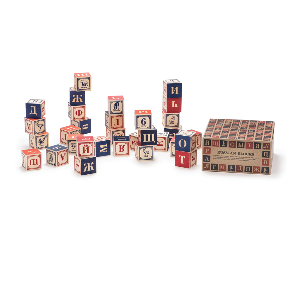 Eco friendly wooden Russian language blocks with Cyrillic letters