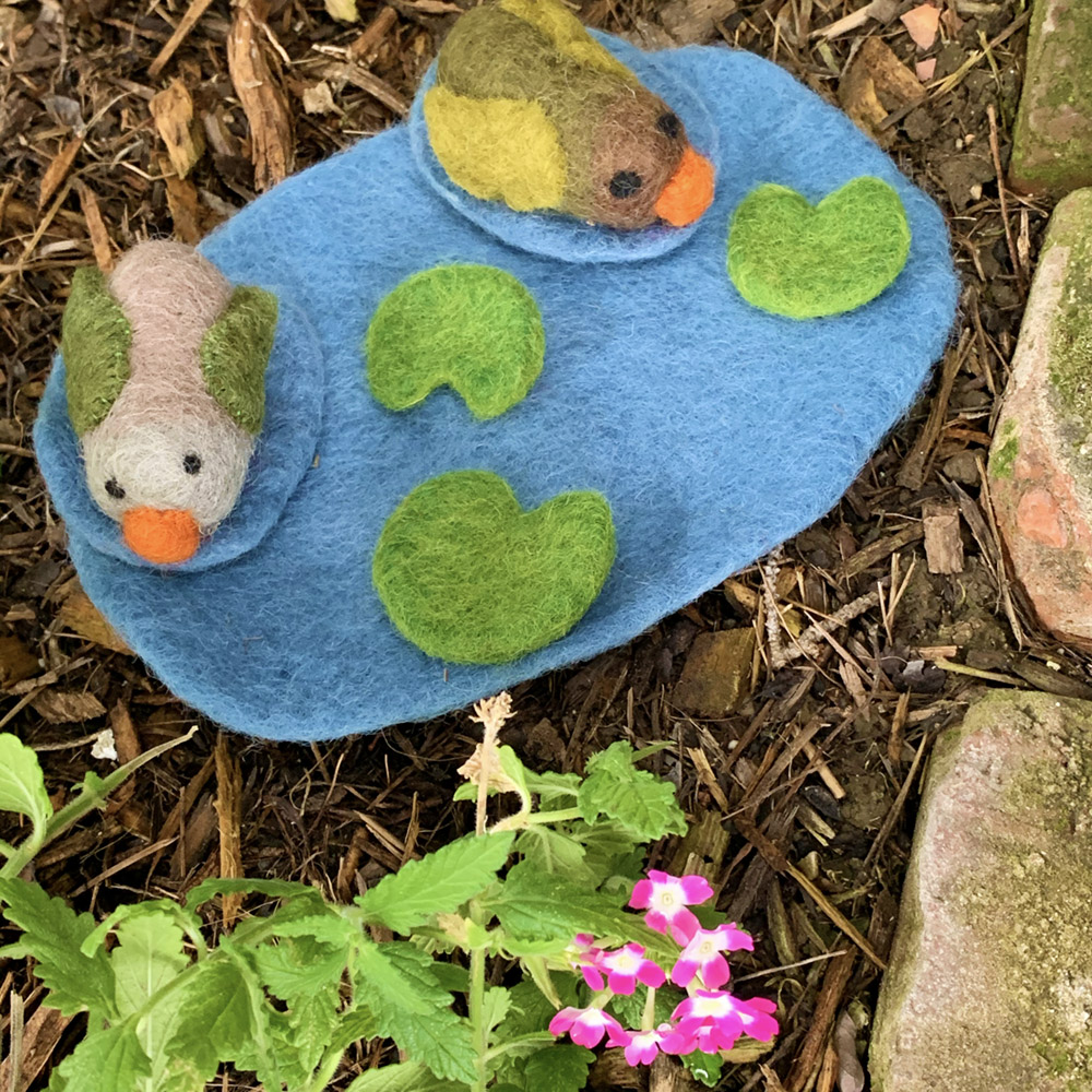Felt duck pond with lily pads