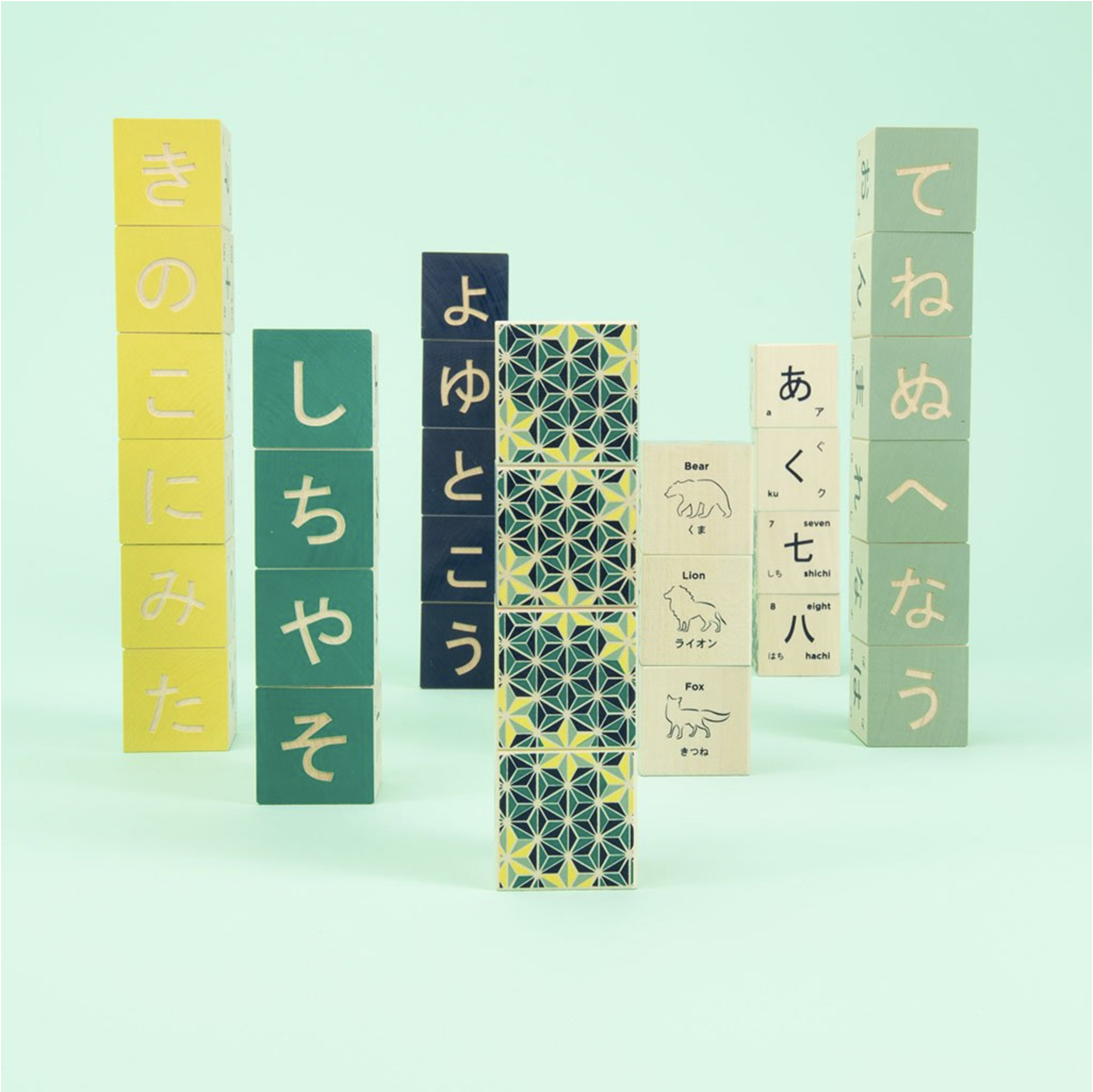 Eco friendly wooden Japanese language blocks