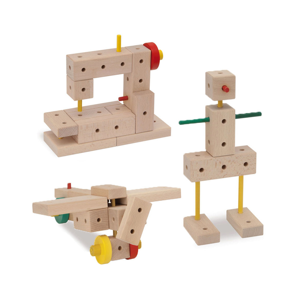 Classic 108-piece wooden construction set for Preschoolers